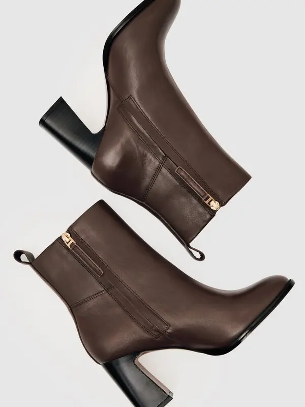 REISS Leather Block-heel Ankle Boots