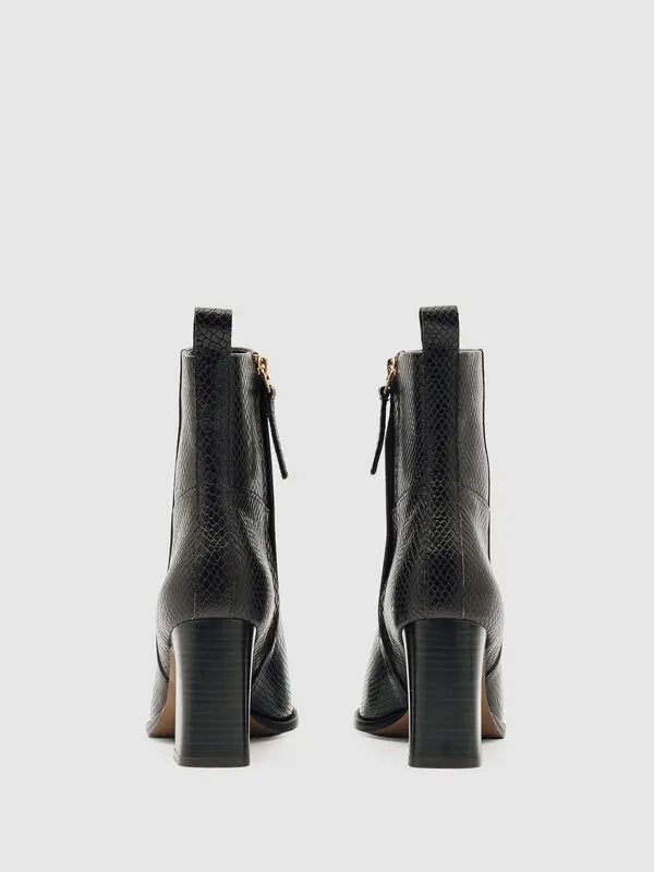REISS Hana -effect Leather Ankle Boots