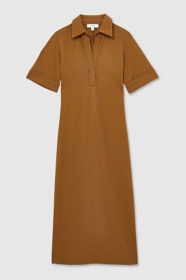 REISS Astrid Open Collar Bodycon Midi Dress