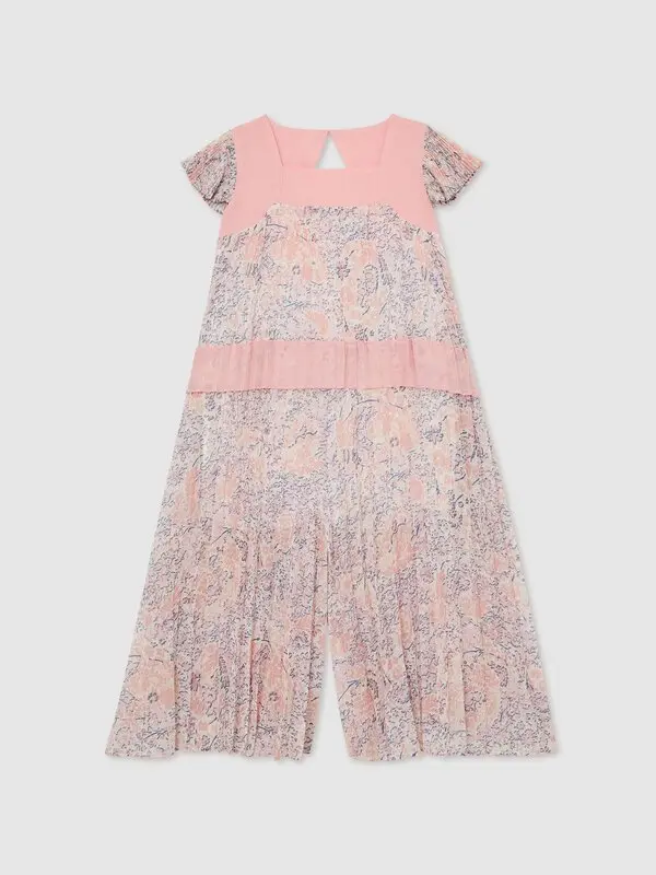 REISS Floral-print Pleated Jumpsuit - Pink