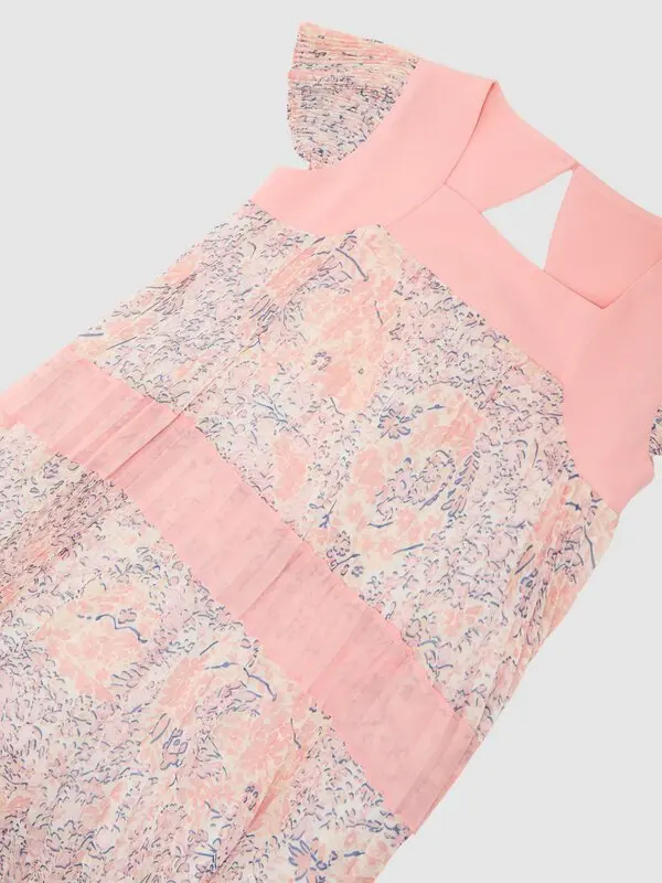 REISS Floral-print Pleated Jumpsuit