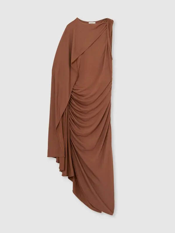REISS Ruched Cape Sleeve Jersey Dress