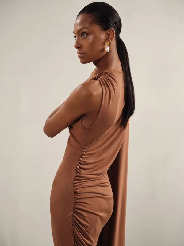 REISS Ruched Cape Sleeve Jersey Dress