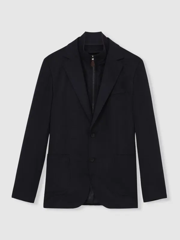 REISS Single-breasted Blazer With Gilet Insert Tailored-fit - Navy