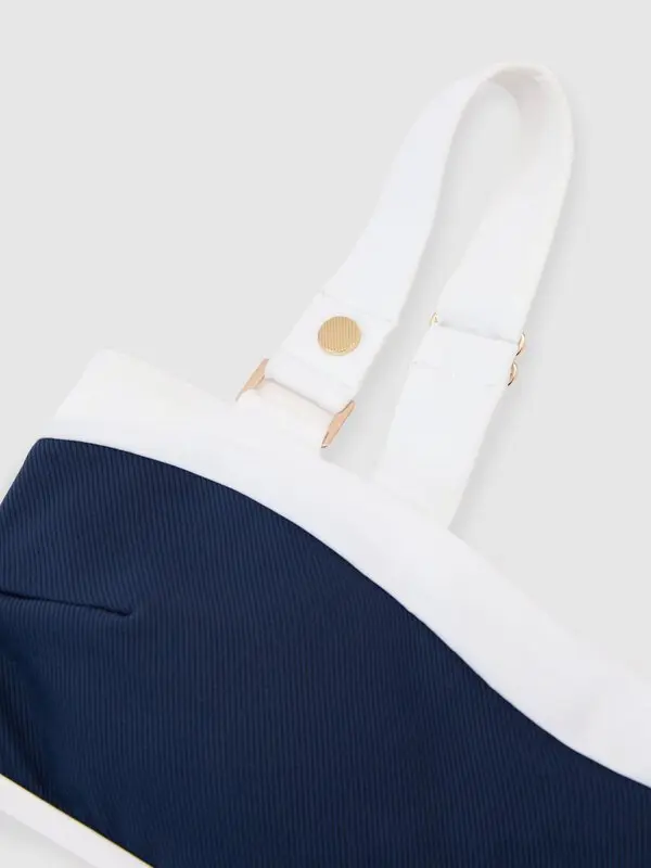 REISS Textured Colour-block Bikini Top