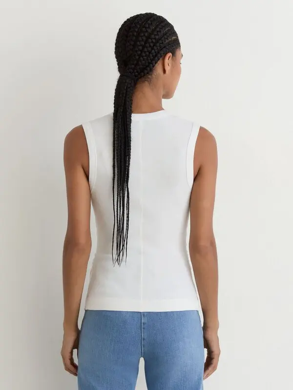 REISS Cotton-stretch Notch-detail Vest - White