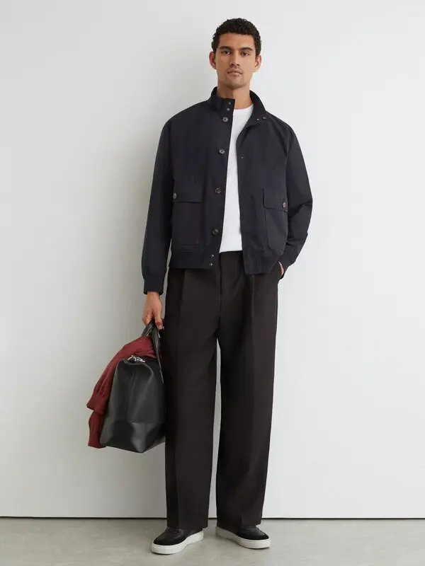 REISS Technical Button-through Bomber Jacket - Navy