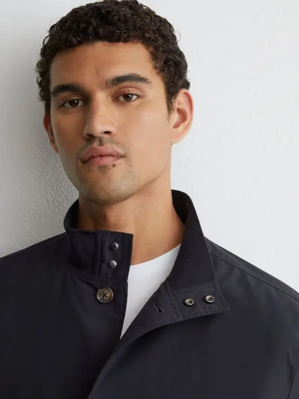 REISS Technical Button-through Bomber Jacket - Navy