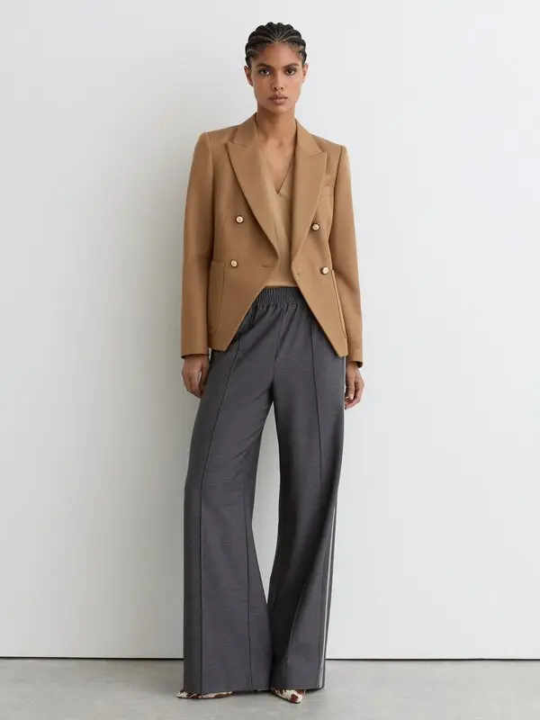 REISS Wool-blend Double-breasted Blazer - Camel