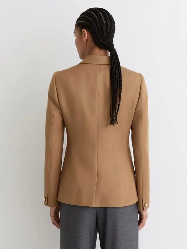 REISS Wool-blend Double-breasted Blazer - Camel
