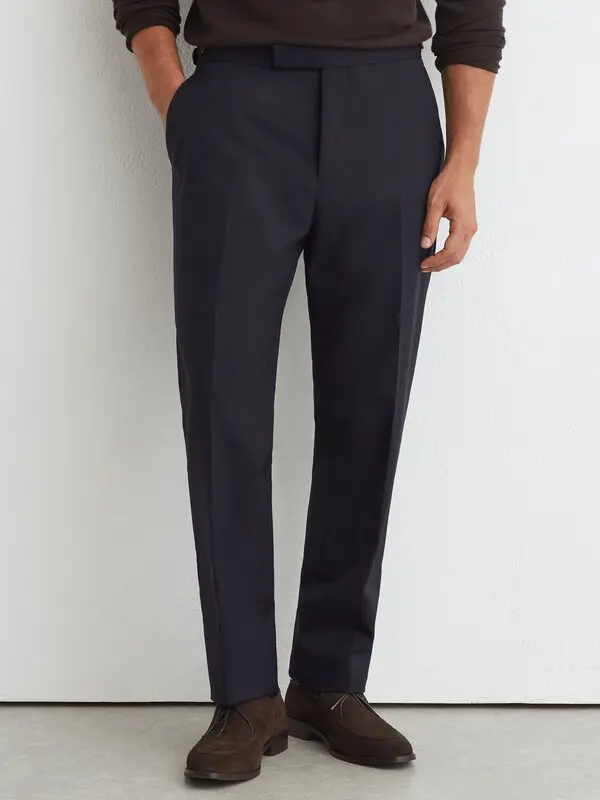 REISS Wool Side-adjuster Classic-fit Suit Trousers - Navy