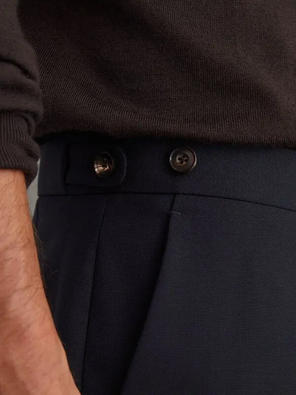 REISS Wool Side-adjuster Classic-fit Suit Trousers - Navy