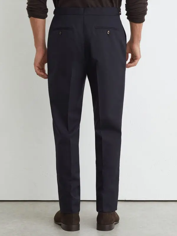 REISS Wool Side-adjuster Classic-fit Suit Trousers - Navy