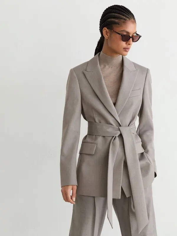 REISS Wool-blend Single-breasted Belted Blazer