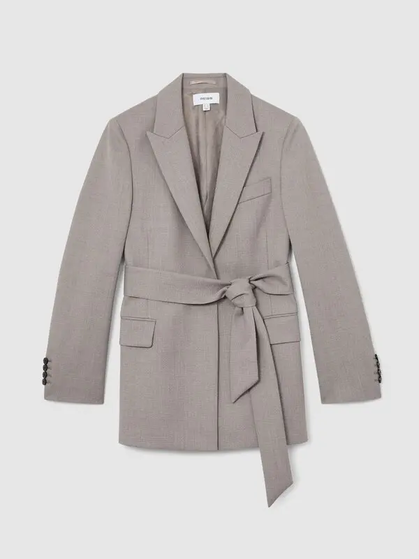 REISS Wool-blend Single-breasted Belted Blazer