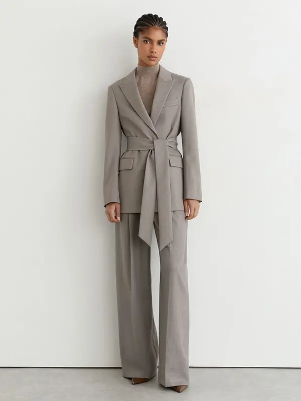 REISS Wool-blend Single-breasted Belted Blazer