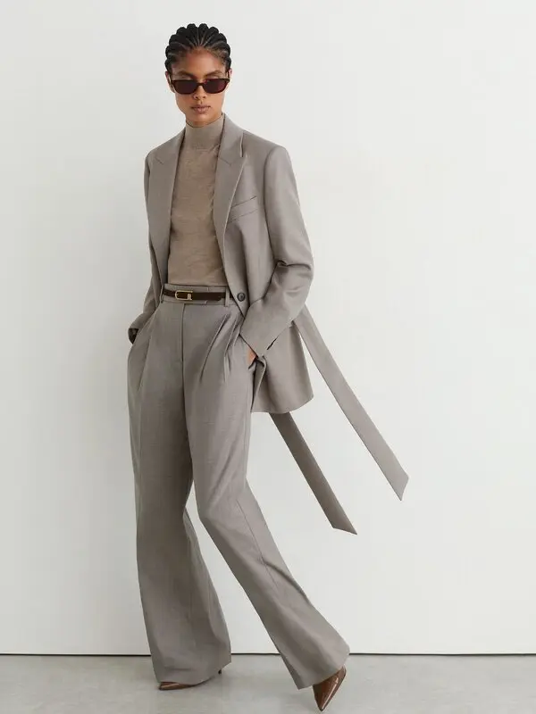 REISS Wool-blend Single-breasted Belted Blazer