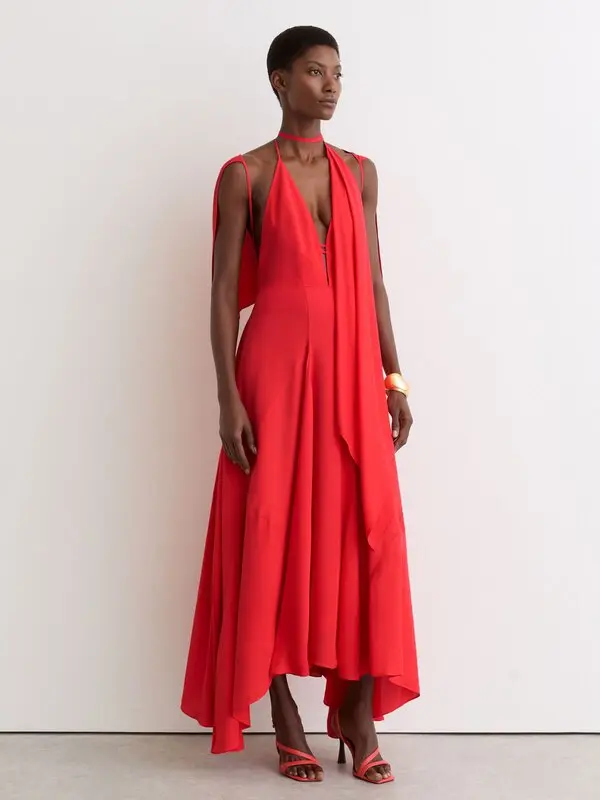 REISS Strappy Draped Cape Maxi Dress