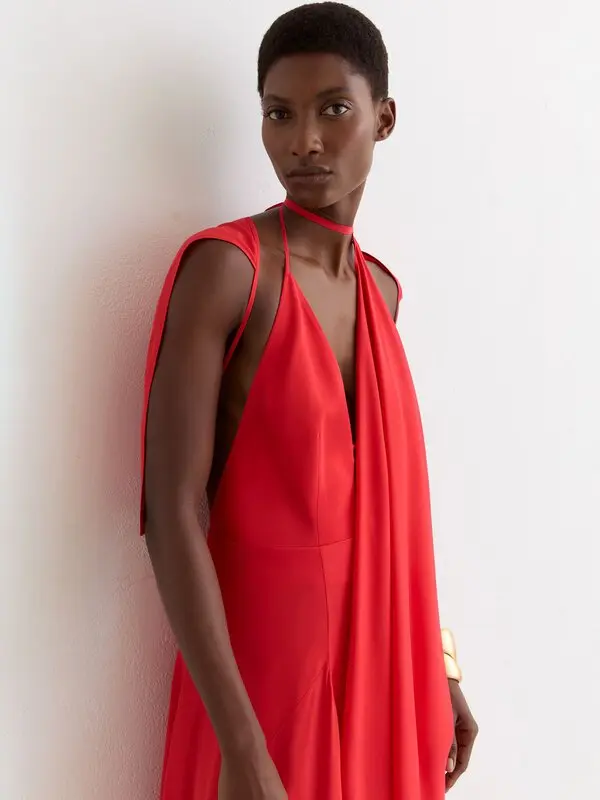 REISS Strappy Draped Cape Maxi Dress