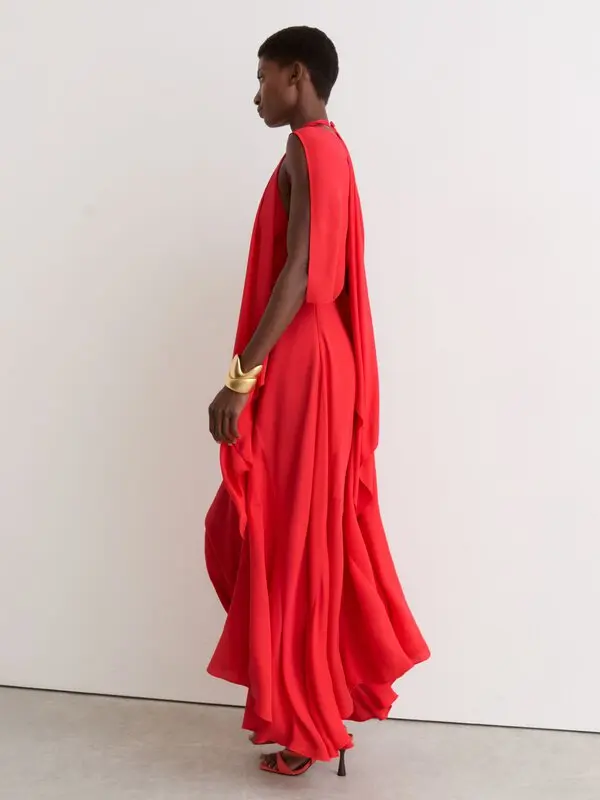 REISS Strappy Draped Cape Maxi Dress
