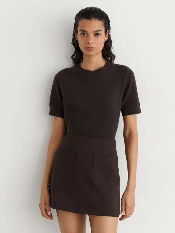 REISS Patch-pocket Mini Skirt With Wool