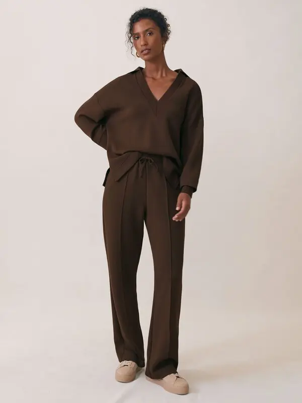 REISS Premium Interlock Wide-leg Joggers