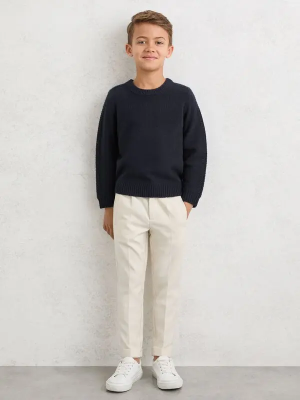 REISS 3-9 Yrs Wool-blend Rib-detail Jumper - Navy