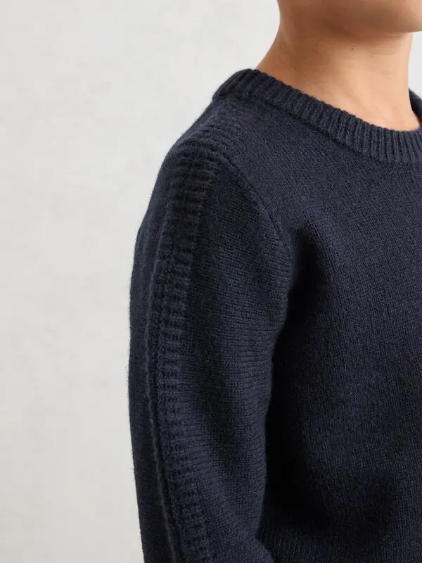 REISS 3-9 Yrs Wool-blend Rib-detail Jumper - Navy