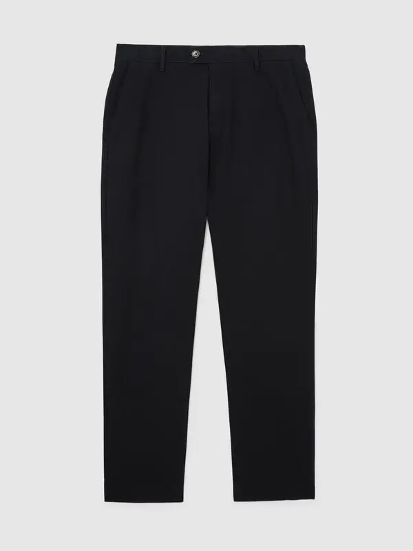 REISS Cotton Piqué Chino Trousers - Navy
