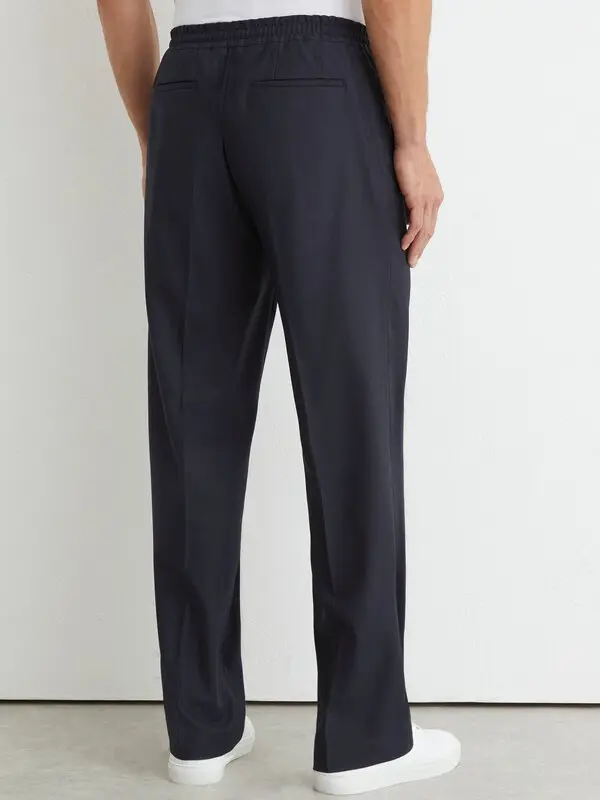 REISS Relaxed Twill Drawstring Trousers - Navy