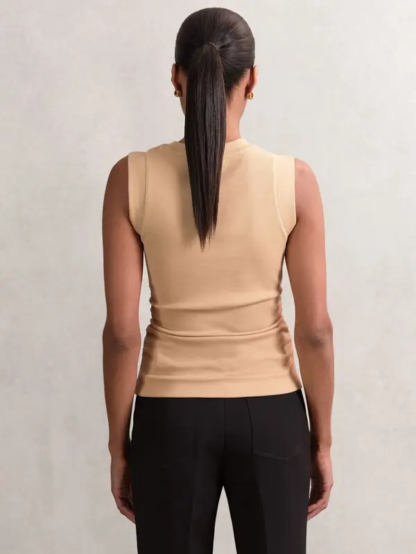 REISS Fine-rib Ruched Vest Top