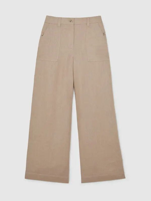 REISS Linen Wide-leg Trousers