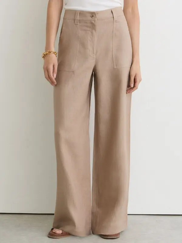 REISS Linen Wide-leg Trousers