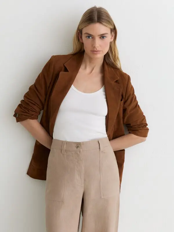 REISS Linen Wide-leg Trousers