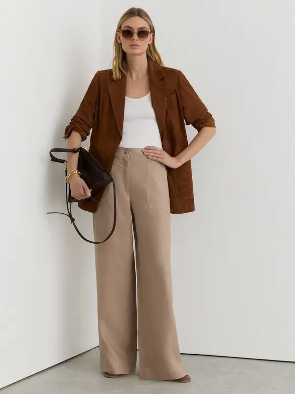 REISS Ashby Linen Wide-leg Trousers - Neutral