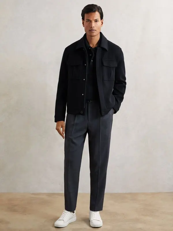REISS Wool-blend Polo Jumper With Cashmere