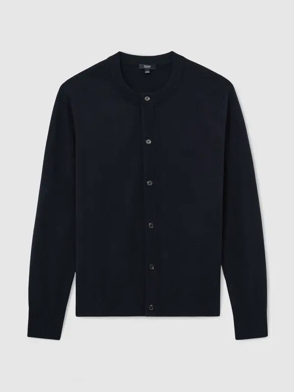 REISS Wool-cashmere Jersey-knit Cardigan - Navy