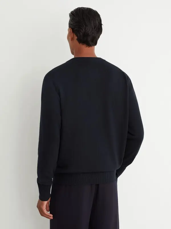 REISS Wool-cashmere Jersey-knit Cardigan - Navy
