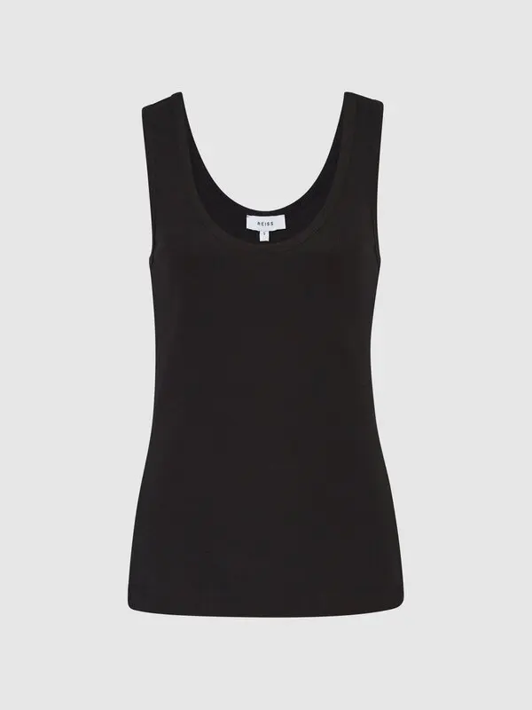REISS Stretch-cotton Ribbed Vest