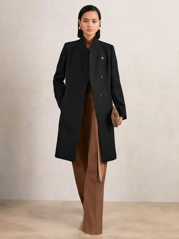 REISS Petite Wool-blend Wrapover Mid-length Coat