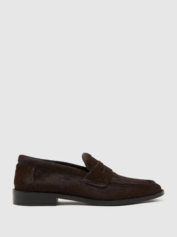 REISS Leather Pony-effect Loafers