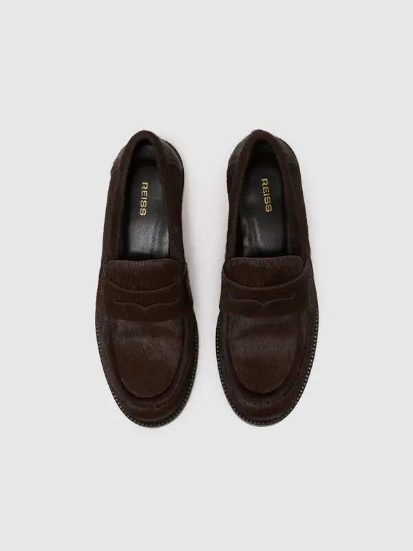 REISS Leather Pony-effect Loafers