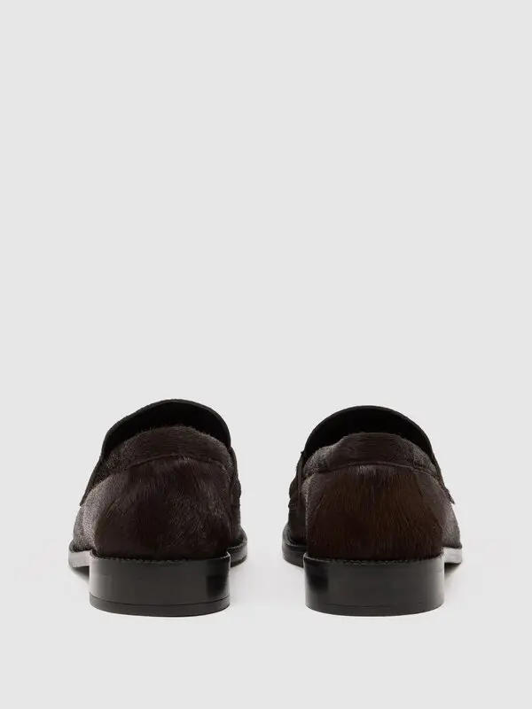 REISS Leather Pony-effect Loafers