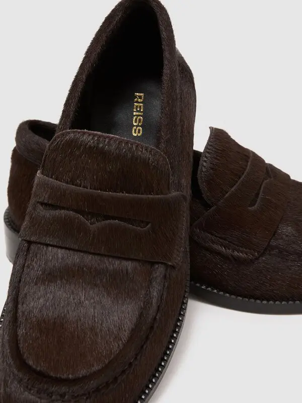 REISS Leather Pony-effect Loafers