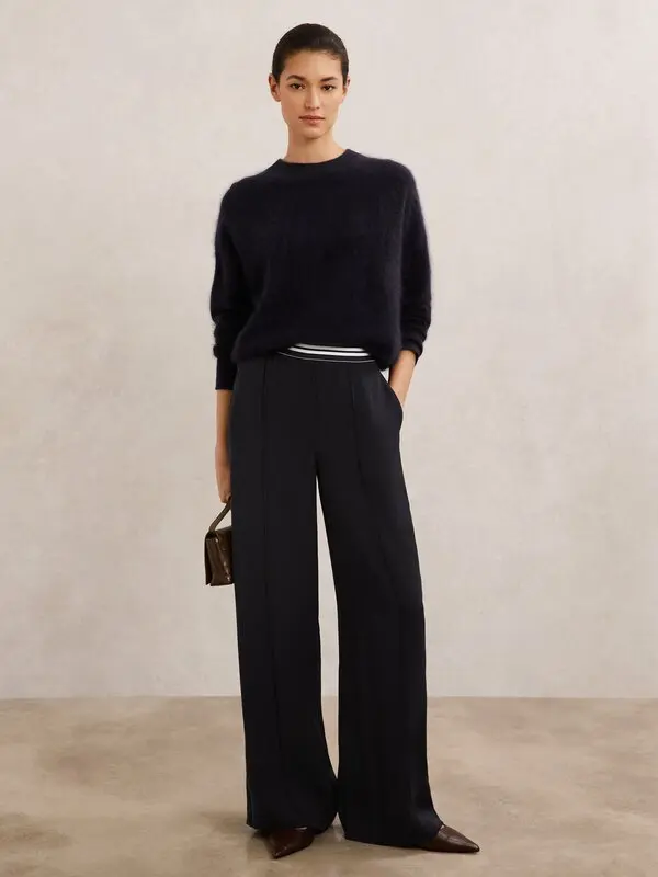 REISS Petite Elasticated-waist Wide-leg Trousers