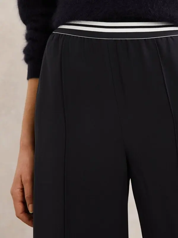 REISS Petite Elasticated-waist Wide-leg Trousers
