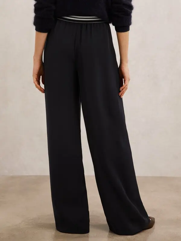 REISS Petite Elasticated-waist Wide-leg Trousers