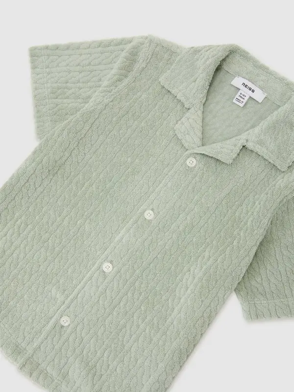 REISS 9-13 Yrs Towelling Cuban-collar Shirt