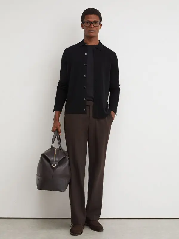 REISS Merino Wool Button-through Cardigan