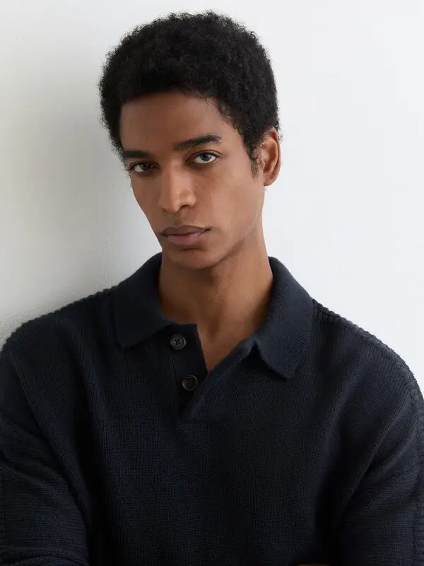 REISS Wool-blend Half-button Polo Jumper